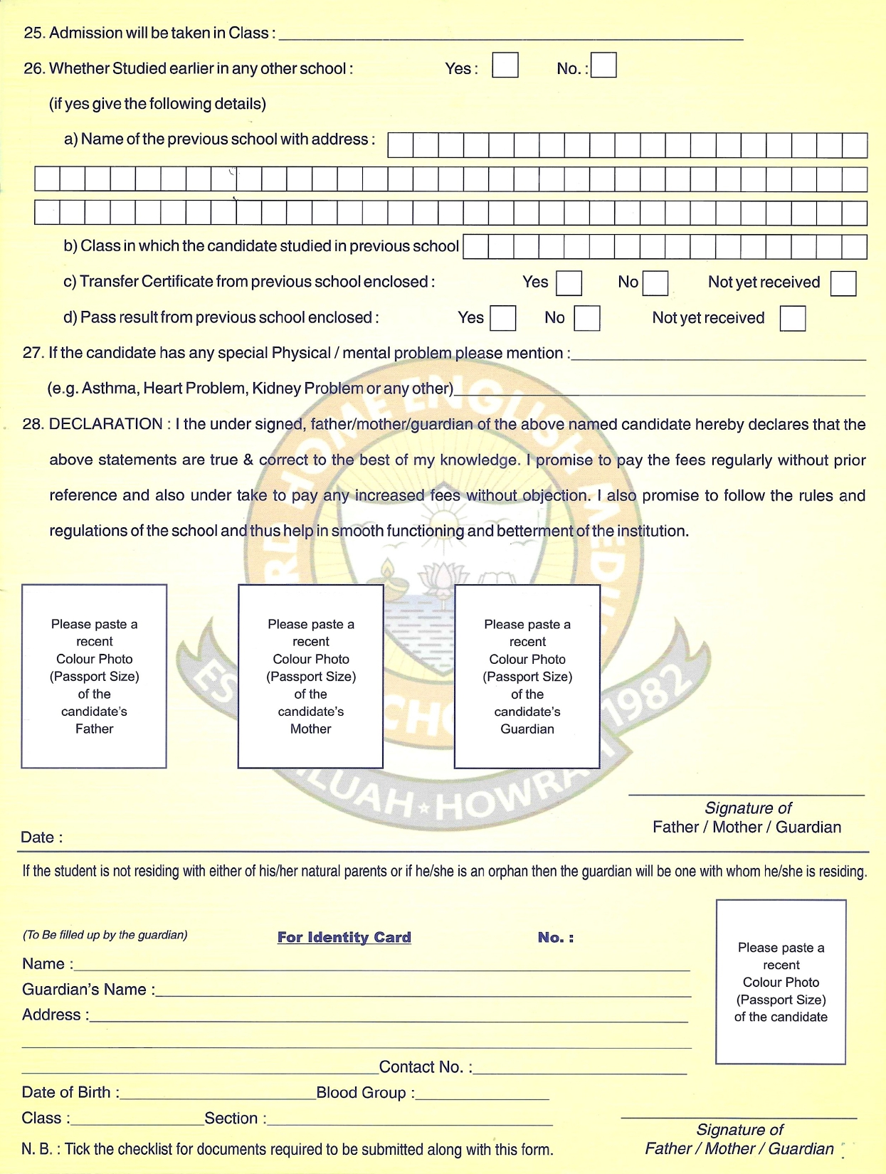 Admission Notice & Admission Form – Word Home English School